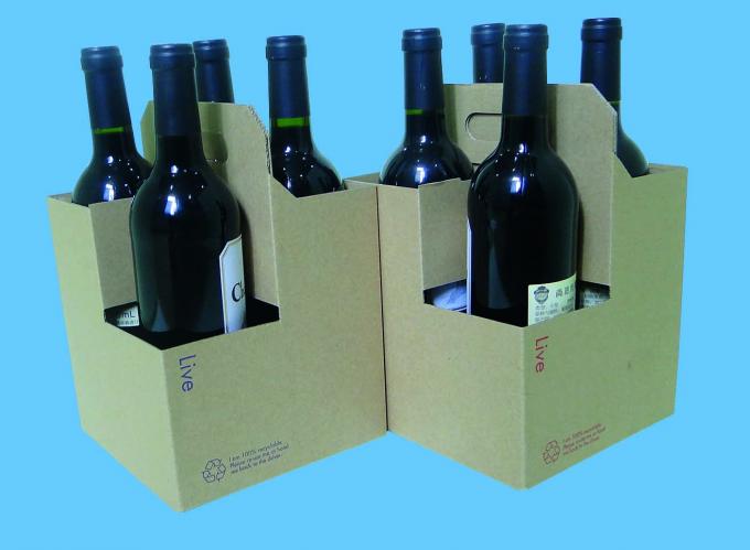 Corrugated 4 Bottle Cardboard Wine Carrier 6 Pack Cardboard Wine Bottle ...